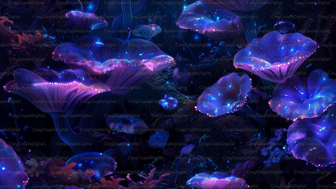 Bioluminescent Flowers Digital Wallpaper (4K, 1440p, 1080p) - Etsy