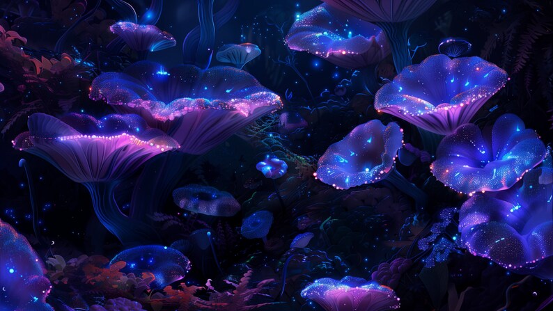 Bioluminescent Flowers Digital Wallpaper (4K, 1440p, 1080p) - Etsy