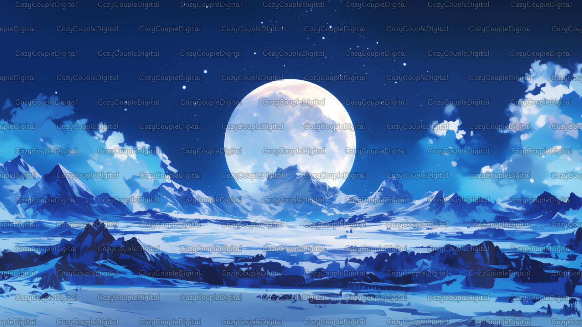 Moonlit Snowy Wasteland Digital Wallpaper (4K, 1440p, 1080p) Snow ...