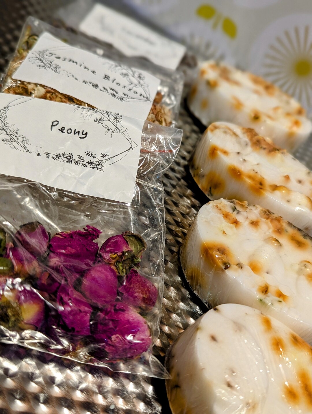 Oatmeal Bar Soap With Dried Flowers Handmade, Small Batch Soap Full ...