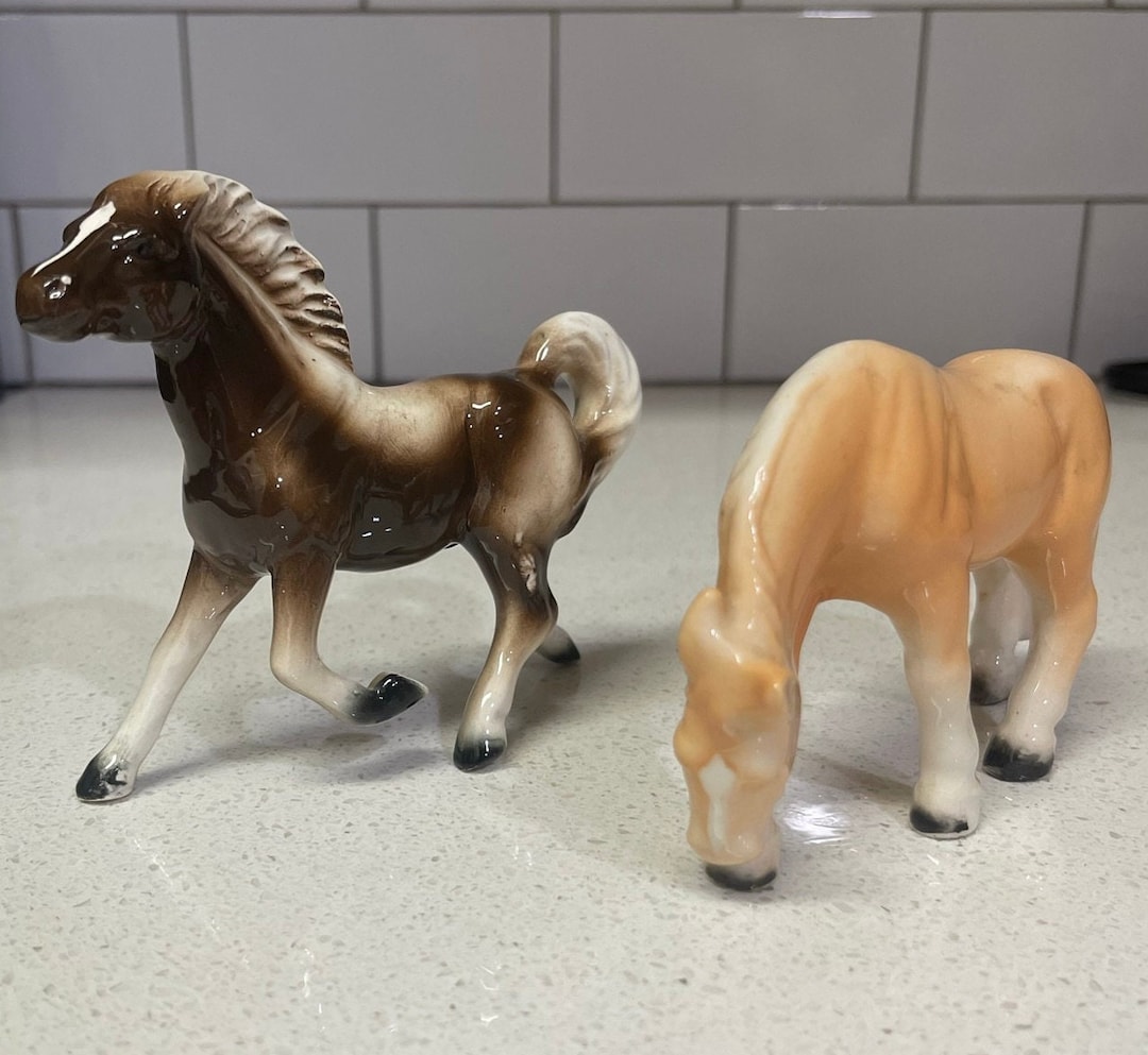 Vintage Horse Duo-running and Grazing Stallions - Etsy
