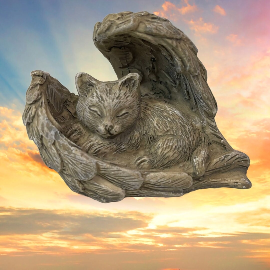 Rustic Angel Kitty Memorial Statue - Etsy