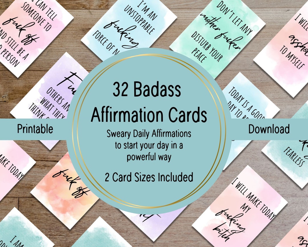 Sweary Affirmation Cards for Badass Women Empowerment Card Self ...