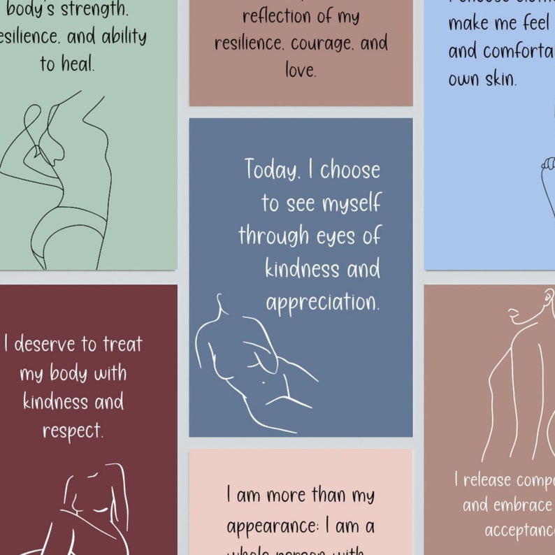 Affirmation Cards for Body Positivity Encouragement Cards Self Love ...