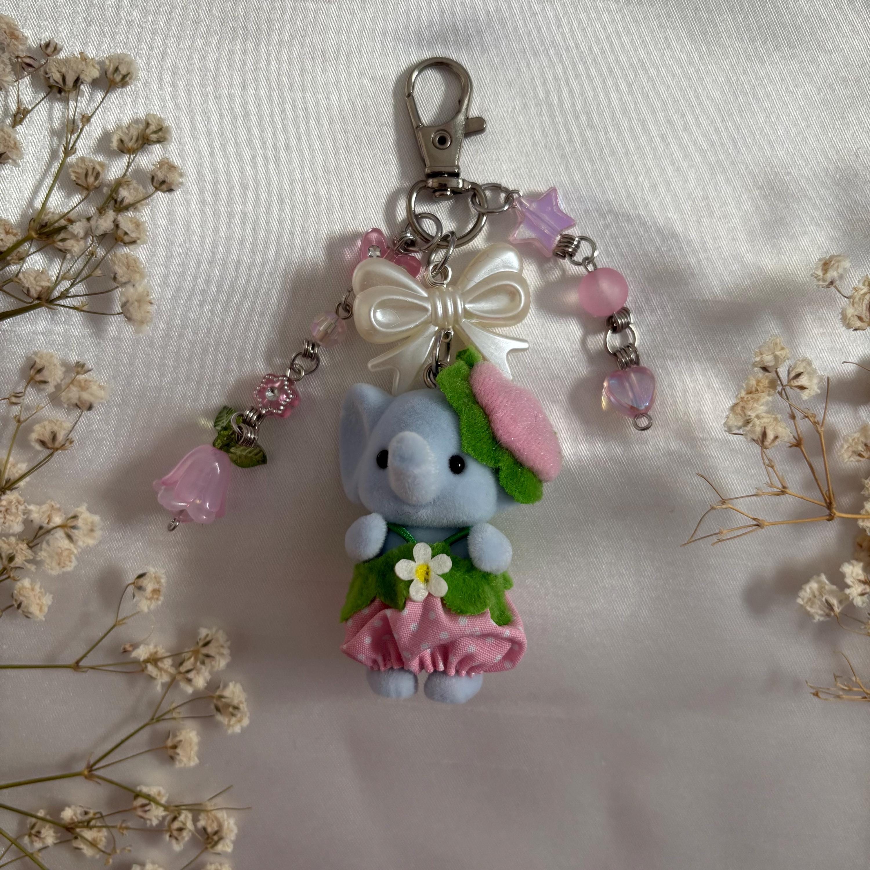 Calico Critter Fruit Keychain: Beaded Animal Keychain, Strawberry ...