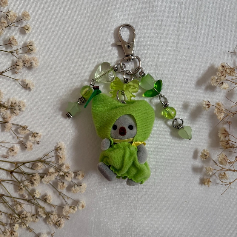 Calico Critter Fruit Keychain: Beaded Animal Keychain, Strawberry ...