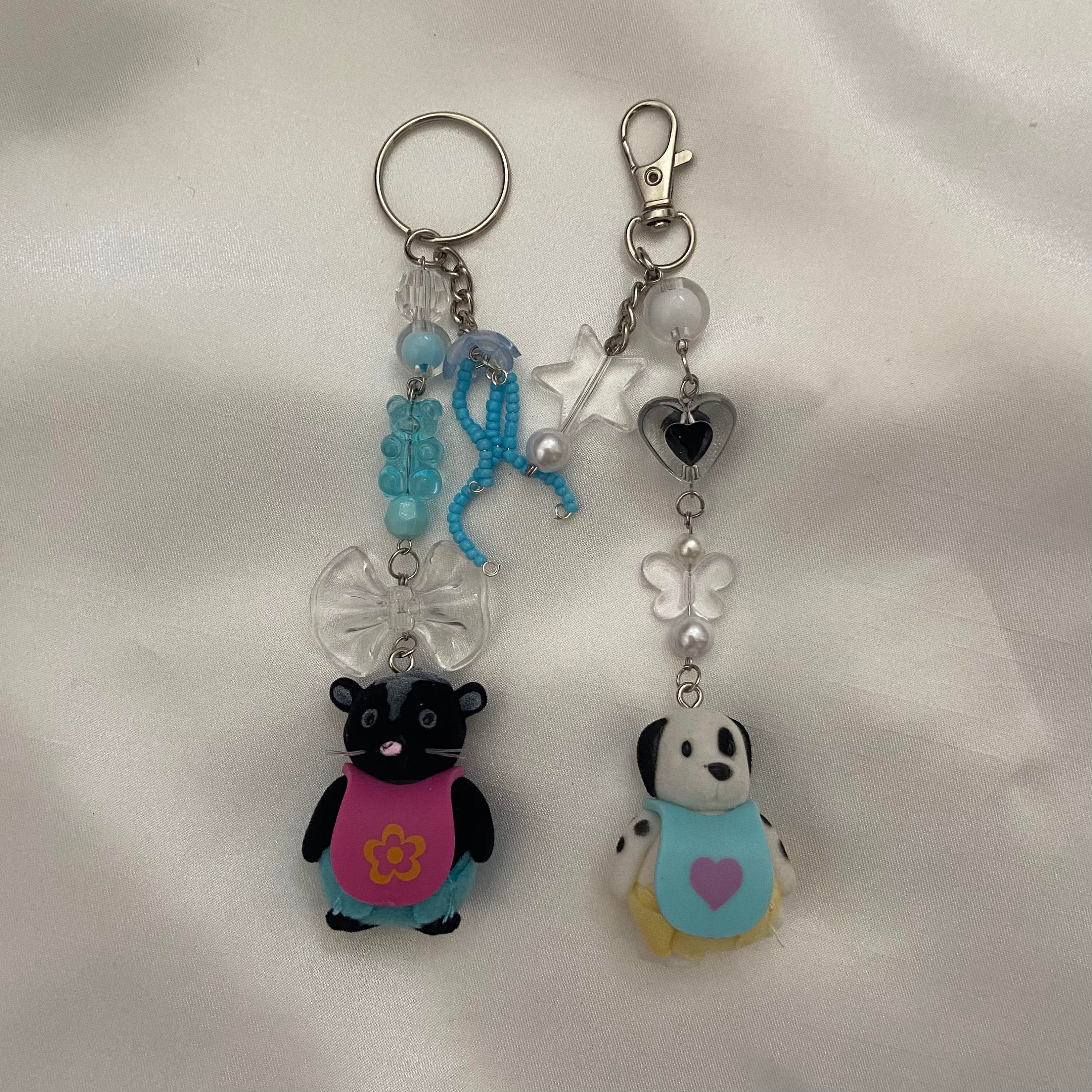Cute Suede Baby Animal Aesthetic Cow Keychain, Dog Keychain, Skunk ...