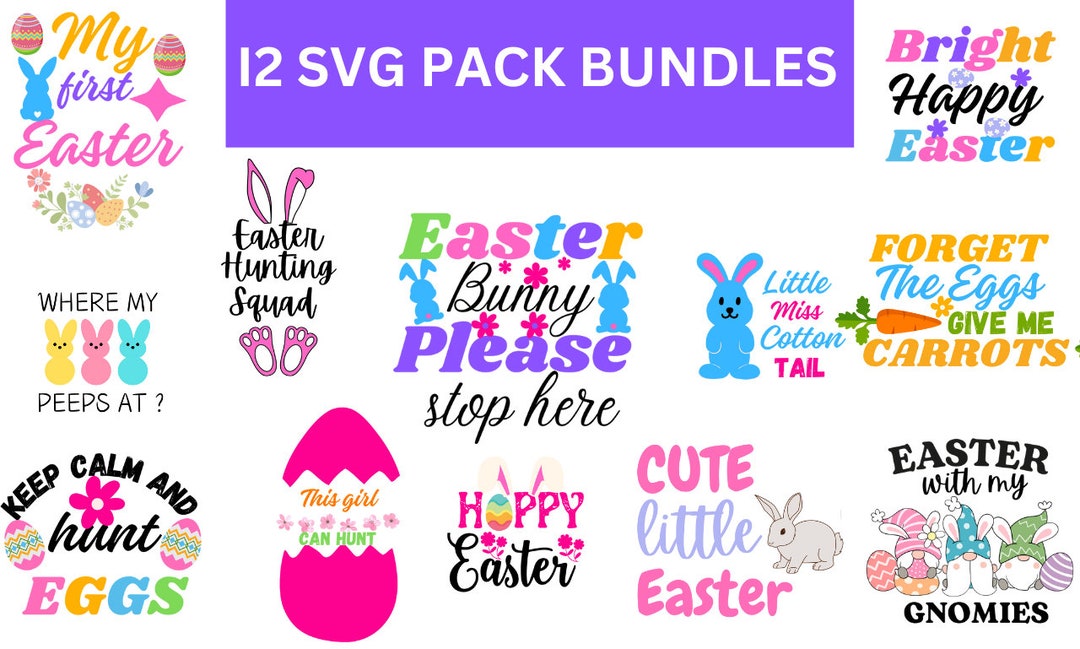 Happy Easter Svg Bundle Digital Designs - Easter Quotes Easter Bunny ...