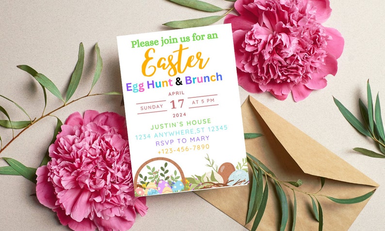 Editable Easter Egg Hunt Brunch Invitation Card,easter Invite,easter ...