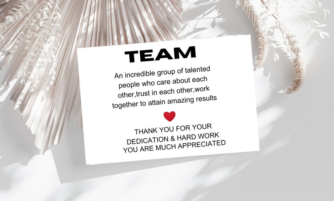 Editable Team Appreciation Card, Employee Appreciation Card, Corporate ...