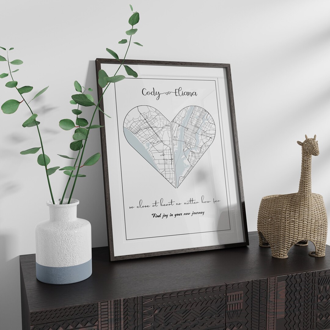 Unique Heart Shape Map Gift Anniversary Gifts First Date Memory Map ...