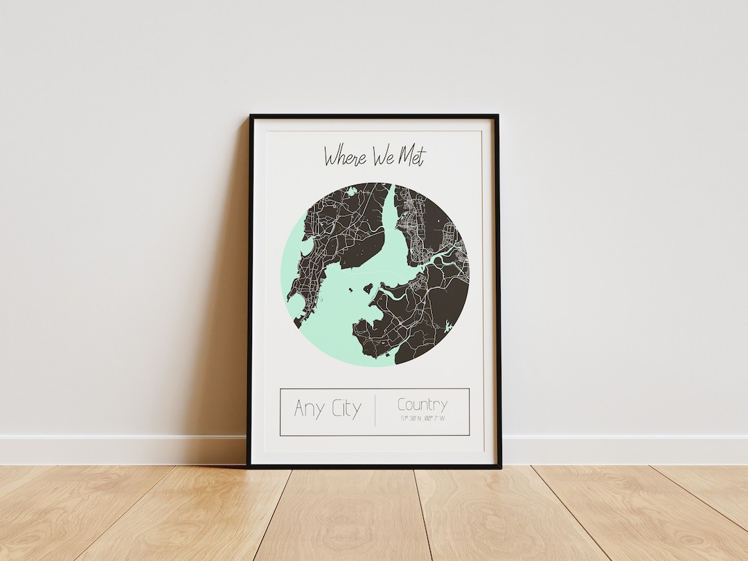 Custom Map of Where We Met Colorful City Art Decor Personalized Gift ...