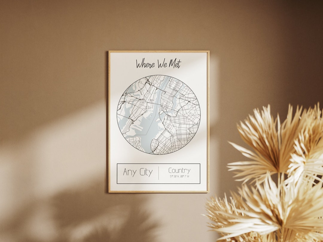 Custom Circle Map Art Print of Where It All Began Personalized City ...