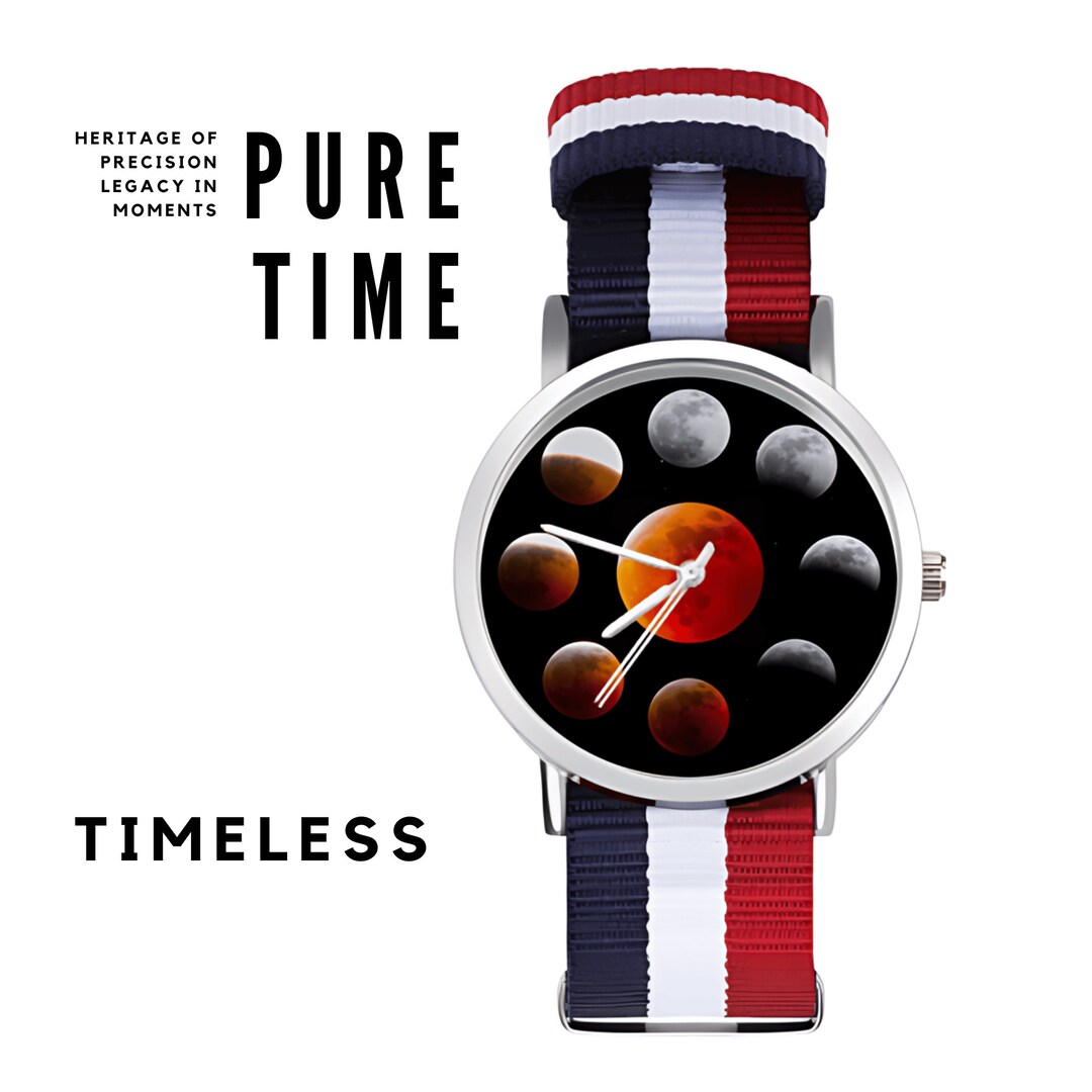 Blood Moon Phase lunar Cycle Design, Customizable Timepiece With ...