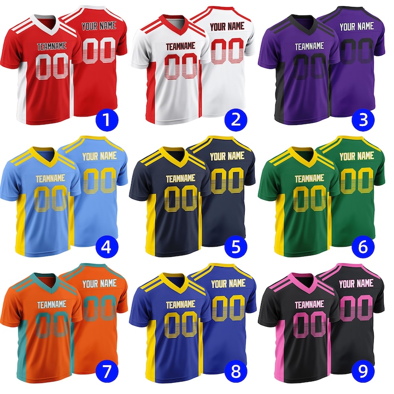 Personalized Blue Yellow Football Jersey Heat Press Name and Number ...