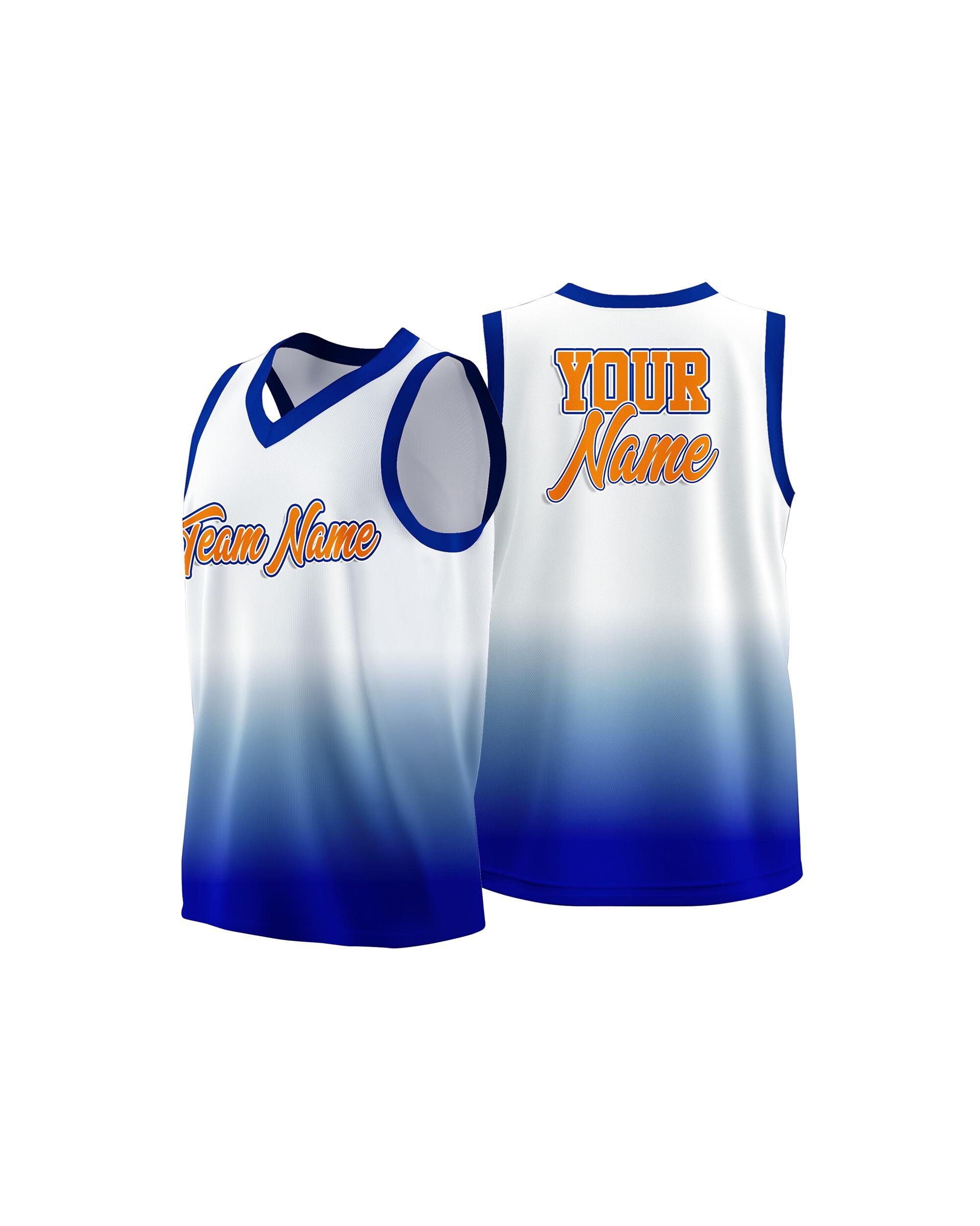 Personalized Blue Gradient Basketball Jersey for Men - Custom Name and ...