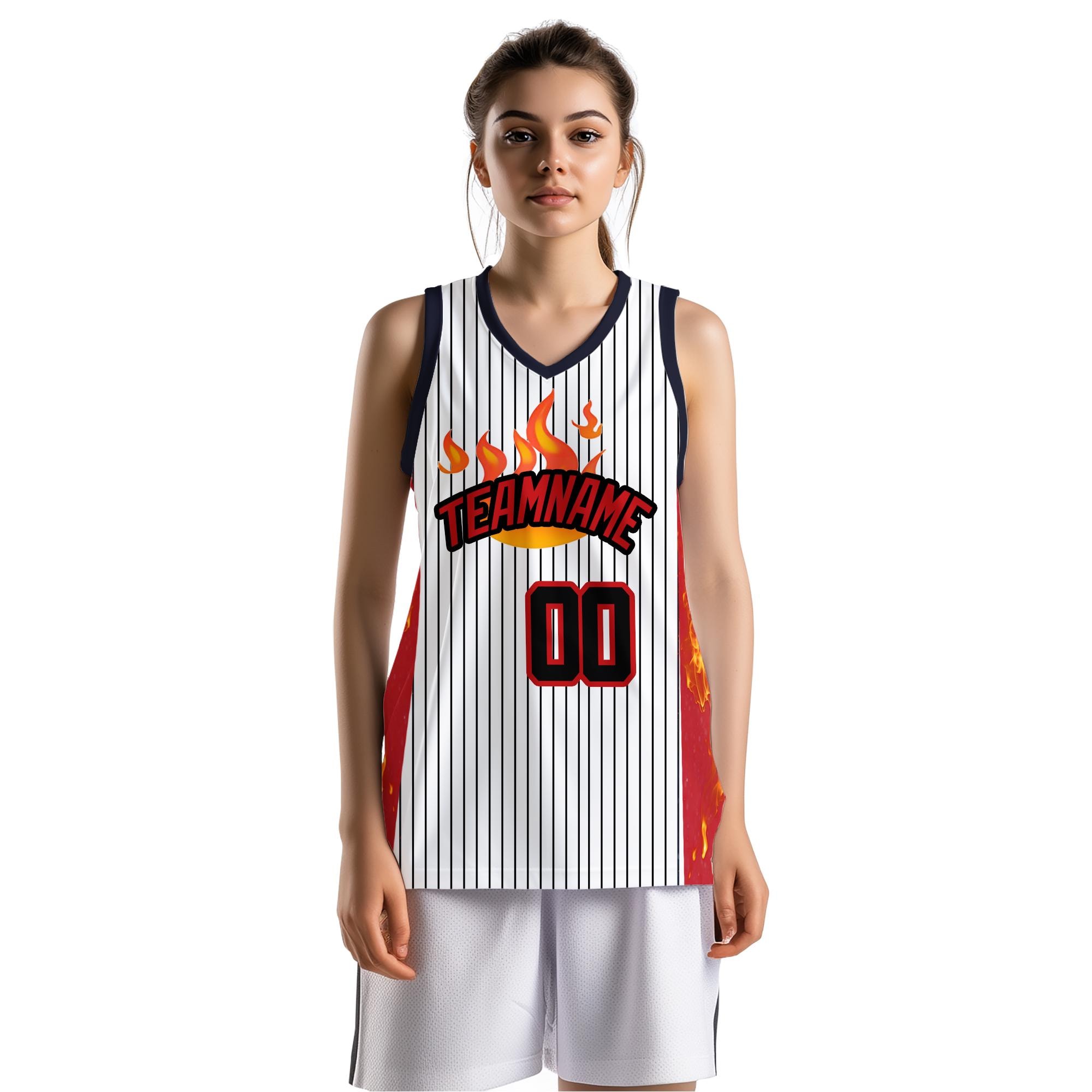 Custom Flame Basketball Jersey With Heart Cutout Back, Heat Press ...