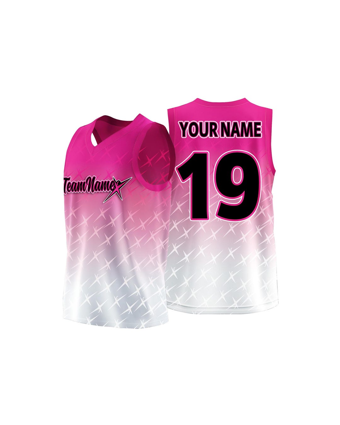 Custom Heat Press Basketball Jersey Pink White Gradient Personalized ...