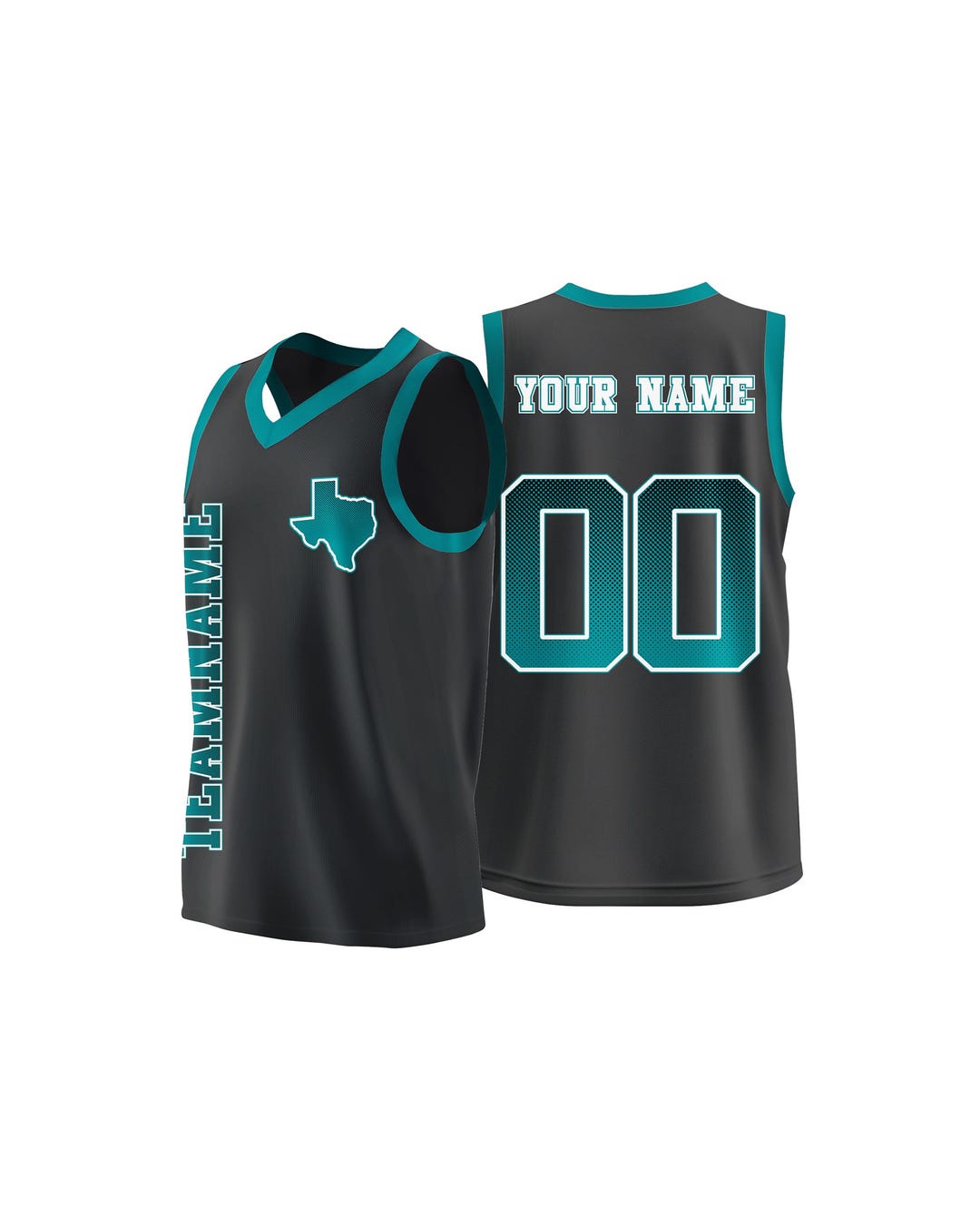 Black Teal Custom Basketball Jersey – Personalized Heat Press Texas ...