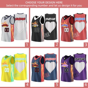 Custom Flame Basketball Jersey With Heart Cutout Back, Heat Press ...