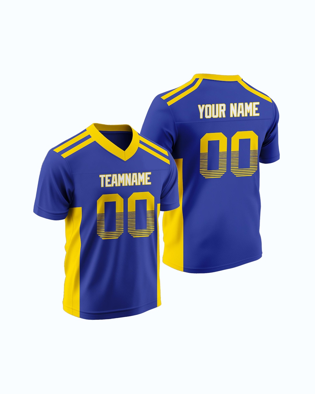Personalized Blue Yellow Football Jersey Heat Press Name and Number ...