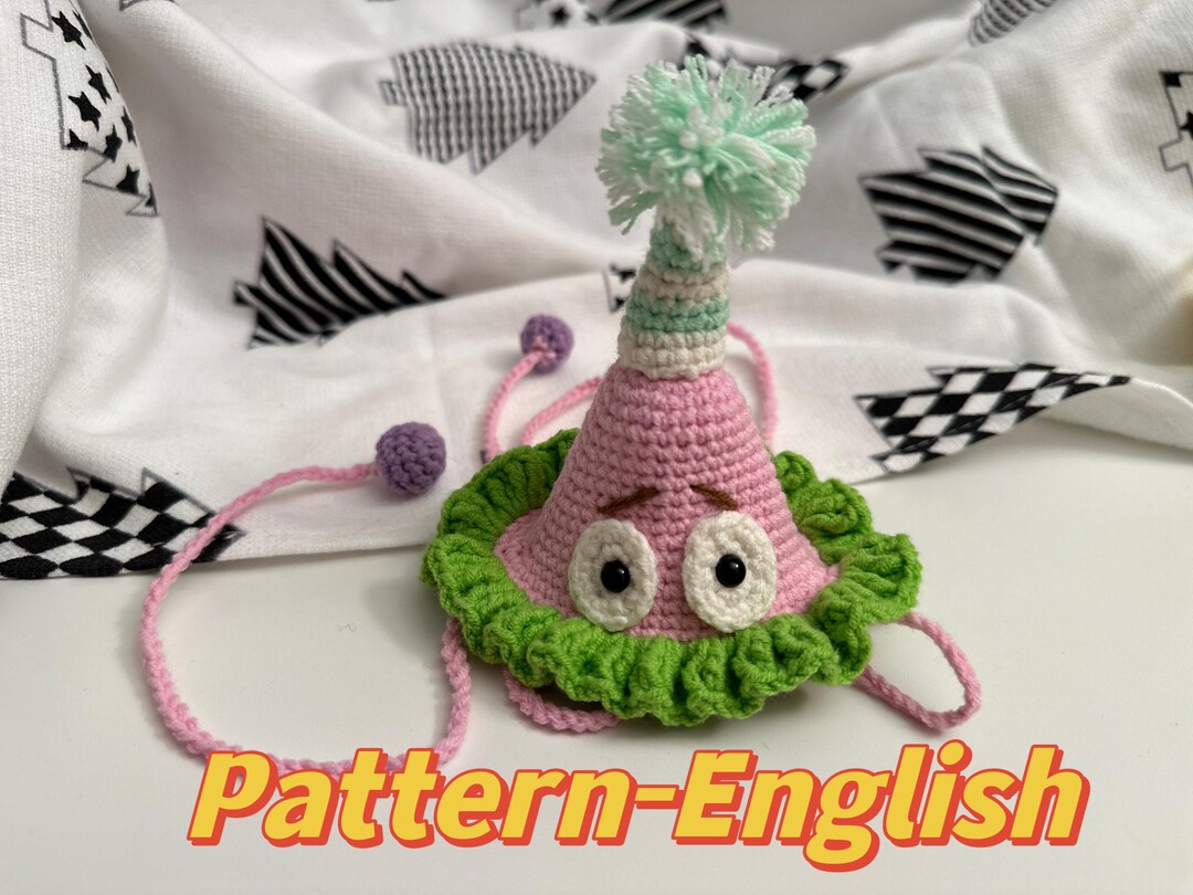 English PDF, Crochet Patrick Birthday Hat Pattern, Patrick Hat ...