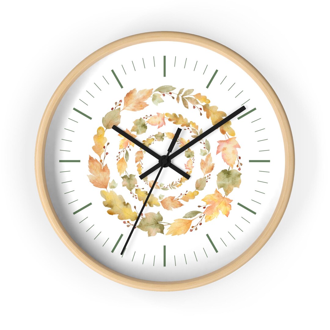 Autumn Leaves Wall Clock | Rustic Home Decor | Nature Lover's Timepiece ...