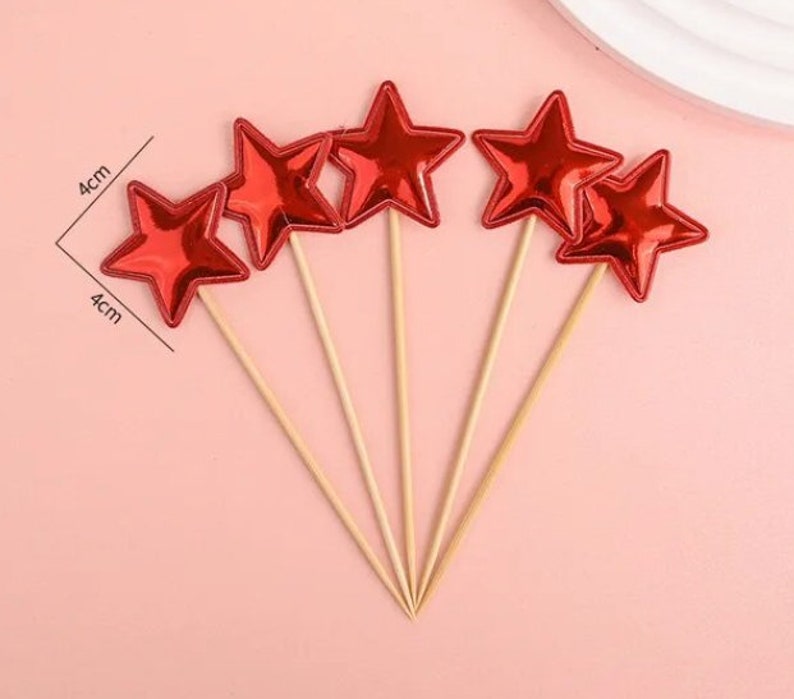 Padded Cupcake Toppers | Stars | 6pc - Etsy