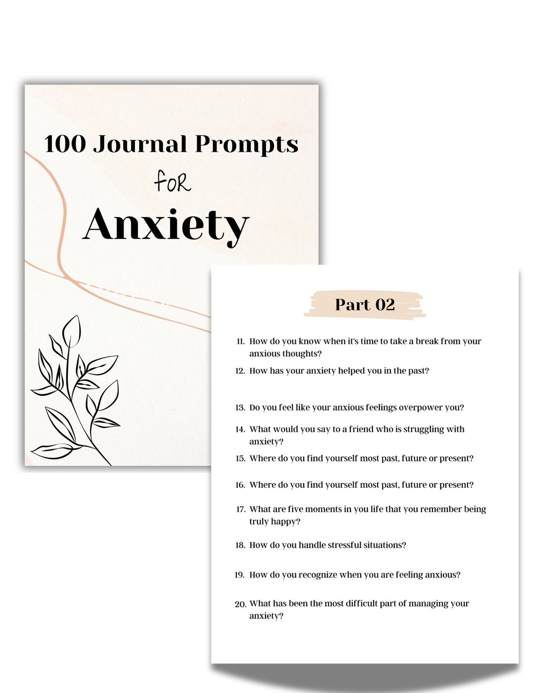 100 Prompts for Anxiety, Printable Journal Prompts to Help With Anxiety ...