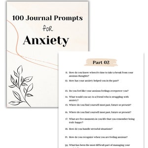 100 Prompts for Anxiety, Printable Journal Prompts to Help With Anxiety ...