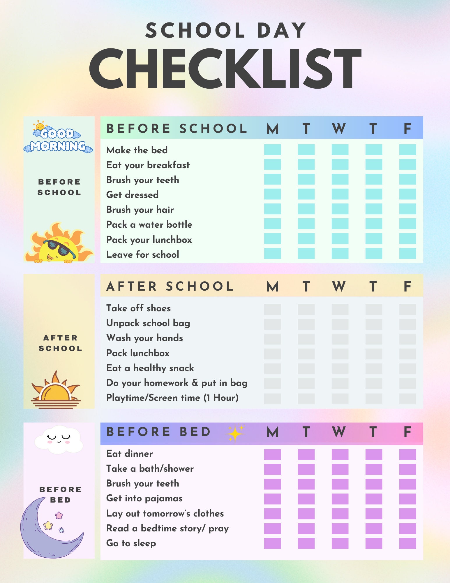 Stay Organized With Our School Day Checklist - Etsy