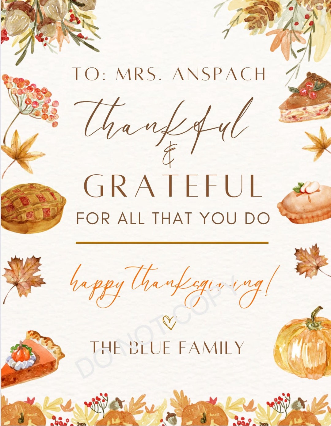 Printable Thankful and Grateful for You Gift Card Holder, Happy ...
