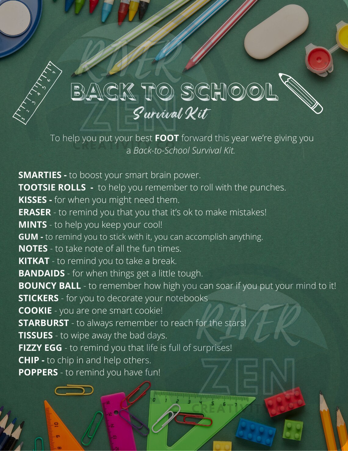 Back to School Printables: Student and Teacher Survival Kit - Etsy