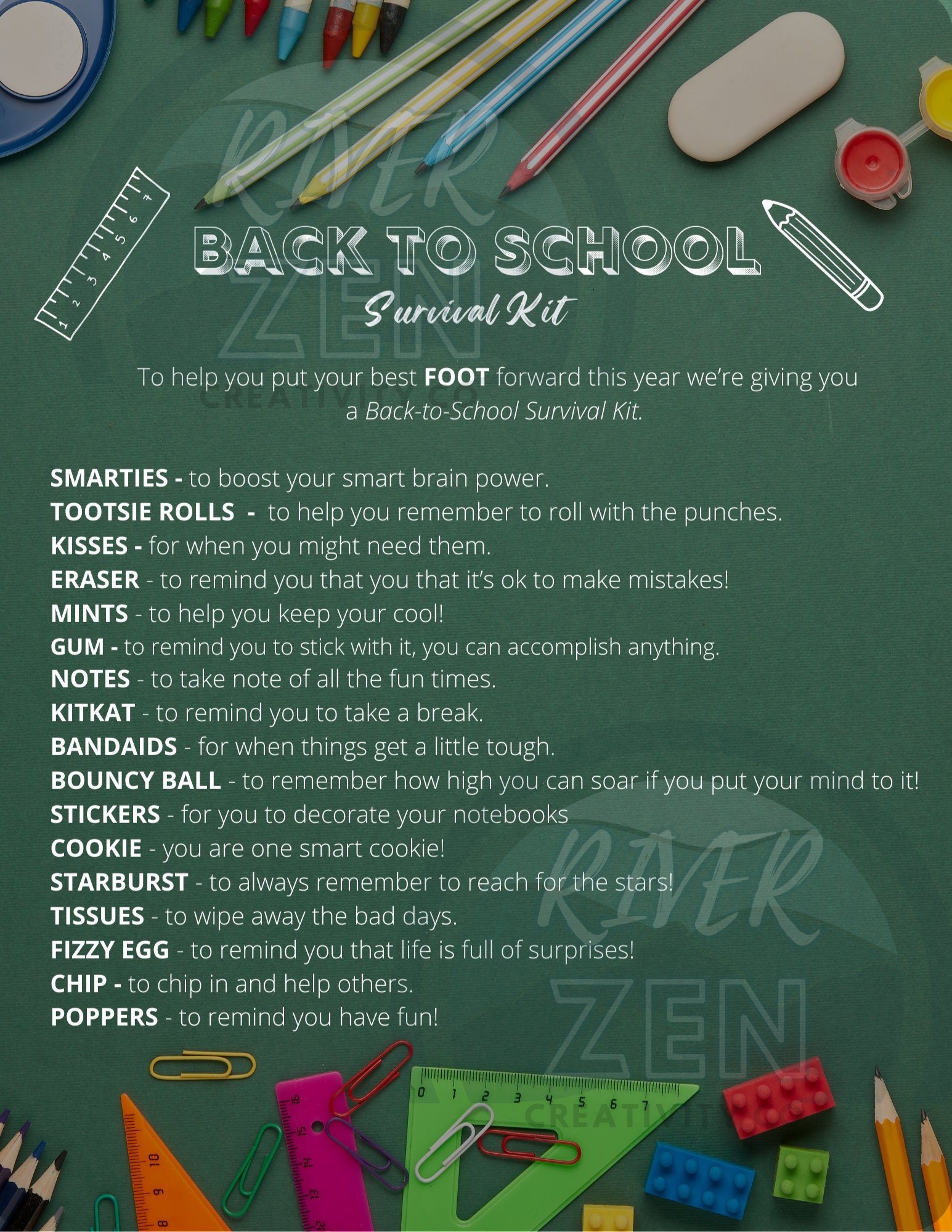 Back to School Printables: Student and Teacher Survival Kit - Etsy
