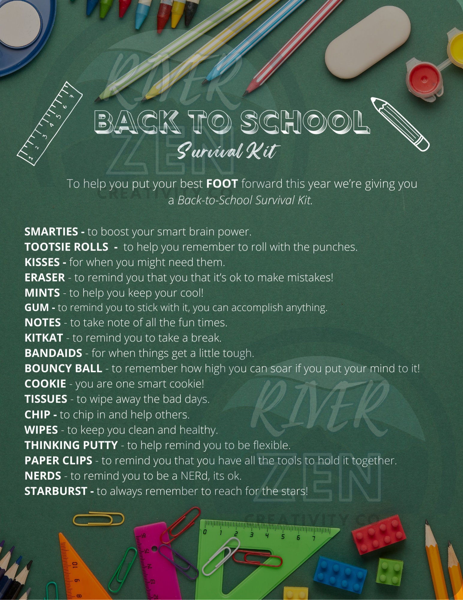 Back to School Printables: Student and Teacher Survival Kit - Etsy