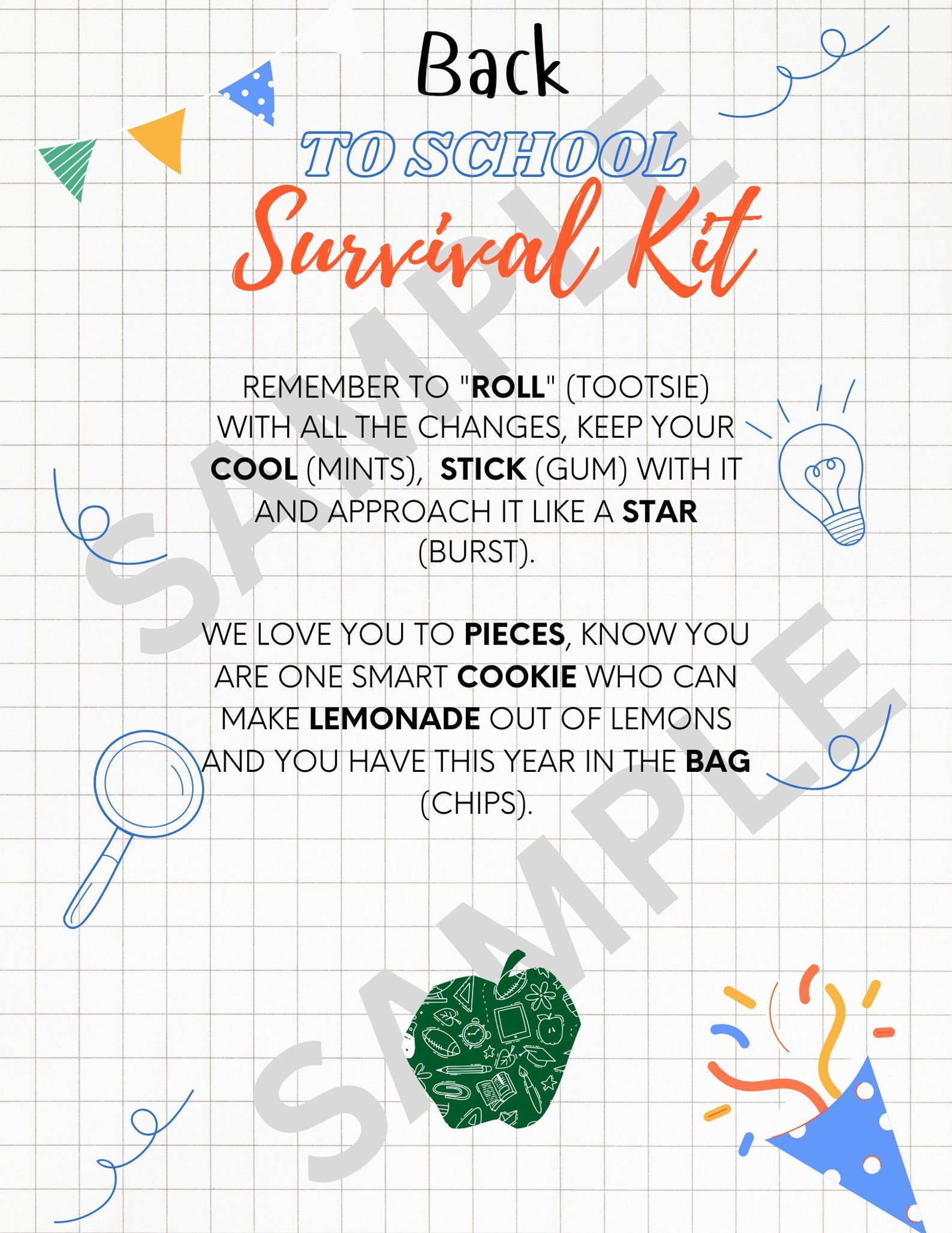 Back to School Printables: Student and Teacher Survival Kit - Etsy