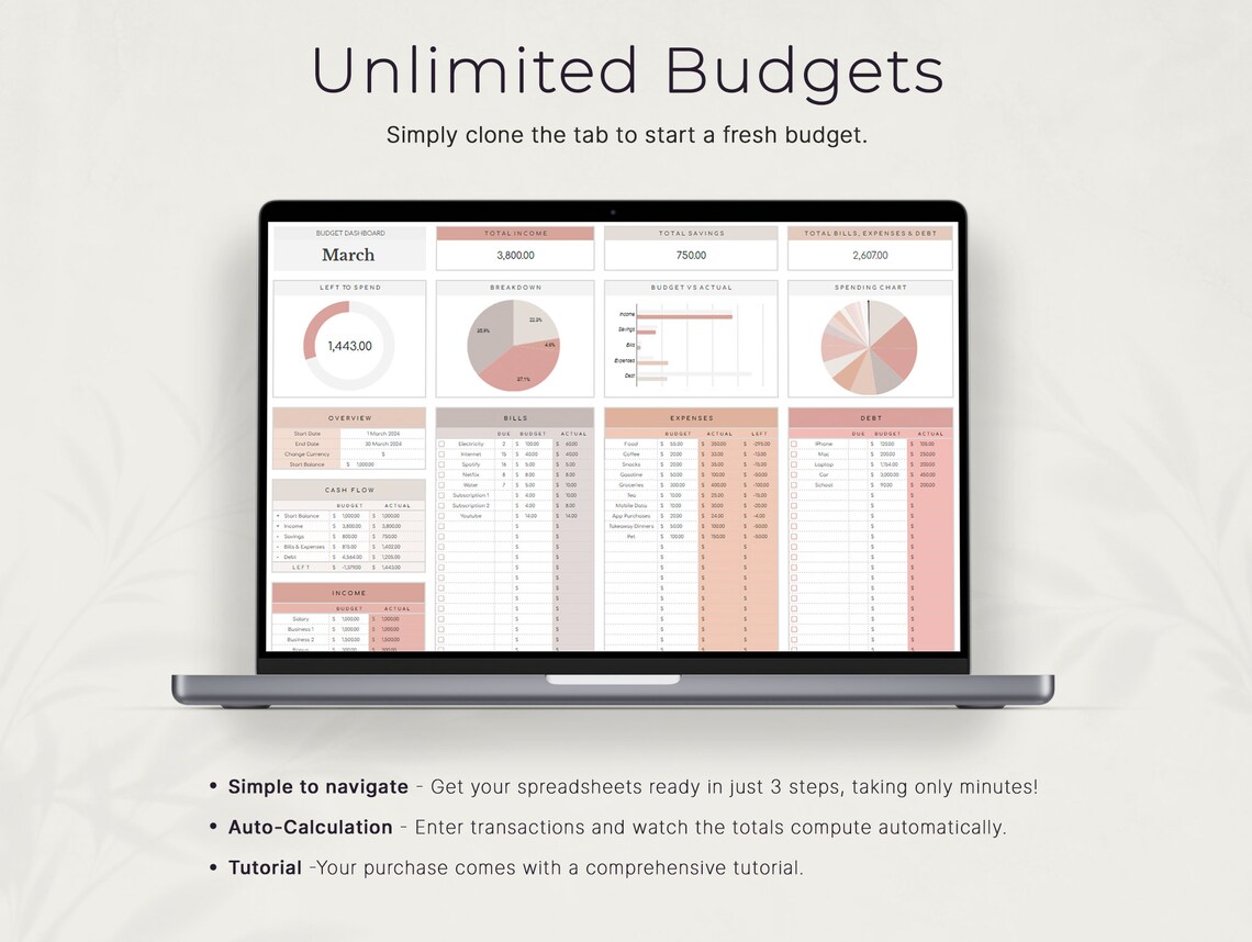 Budget Planner for Google Sheets Monthly Budget Spreadsheet Paycheck ...