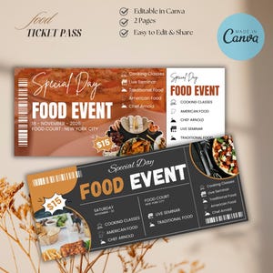 Editable Food Event Ticket | Custom Party Invitation | Printable Ticket ...