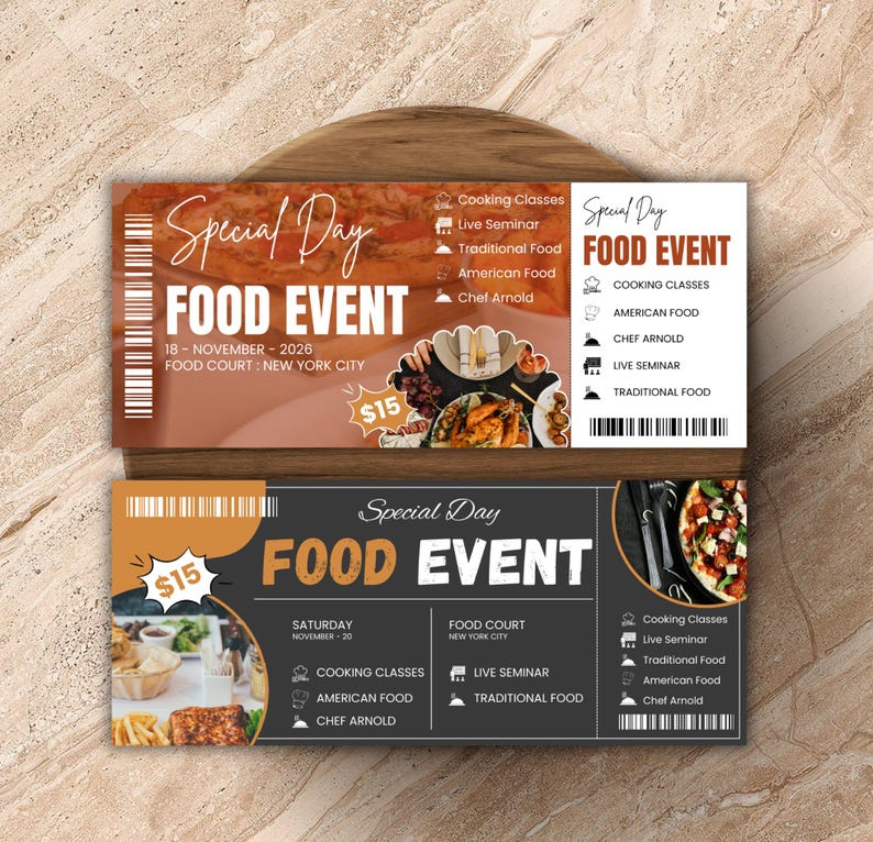 Editable Food Event Ticket | Custom Party Invitation | Printable Ticket ...