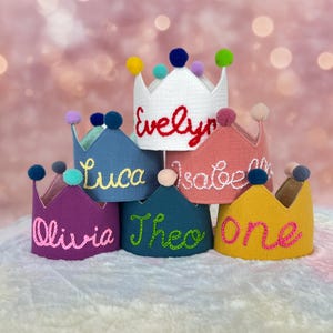 Hand Embroidered Name Crown for Kid's Birthdays, Personalized Gift ...