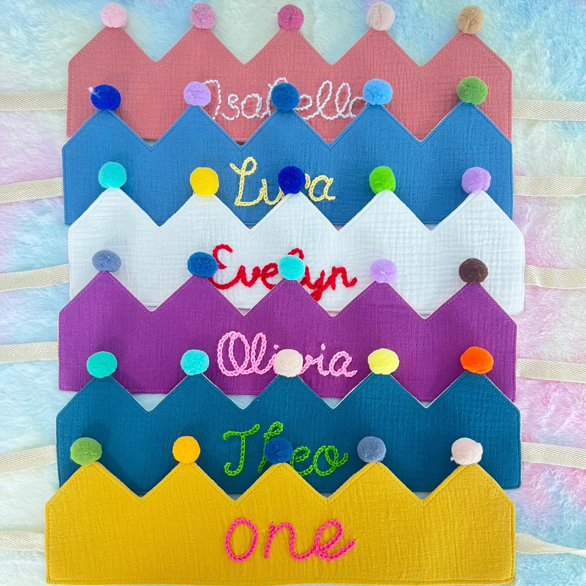 Hand Embroidered Name Crown for Kid's Birthdays, Personalized Gift ...
