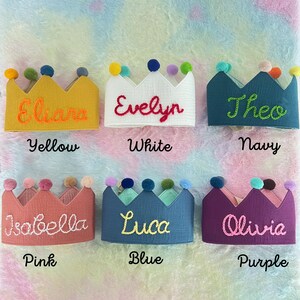 Hand Embroidered Name Crown for Kid's Birthdays, Personalized Gift ...