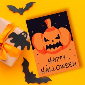 Printable Halloween Card, Halloween Card, Pumpkin Card, Printable ...