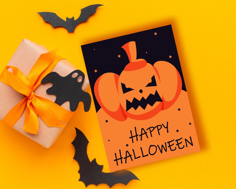Printable Halloween Card, Halloween Card, Pumpkin Card, Printable ...
