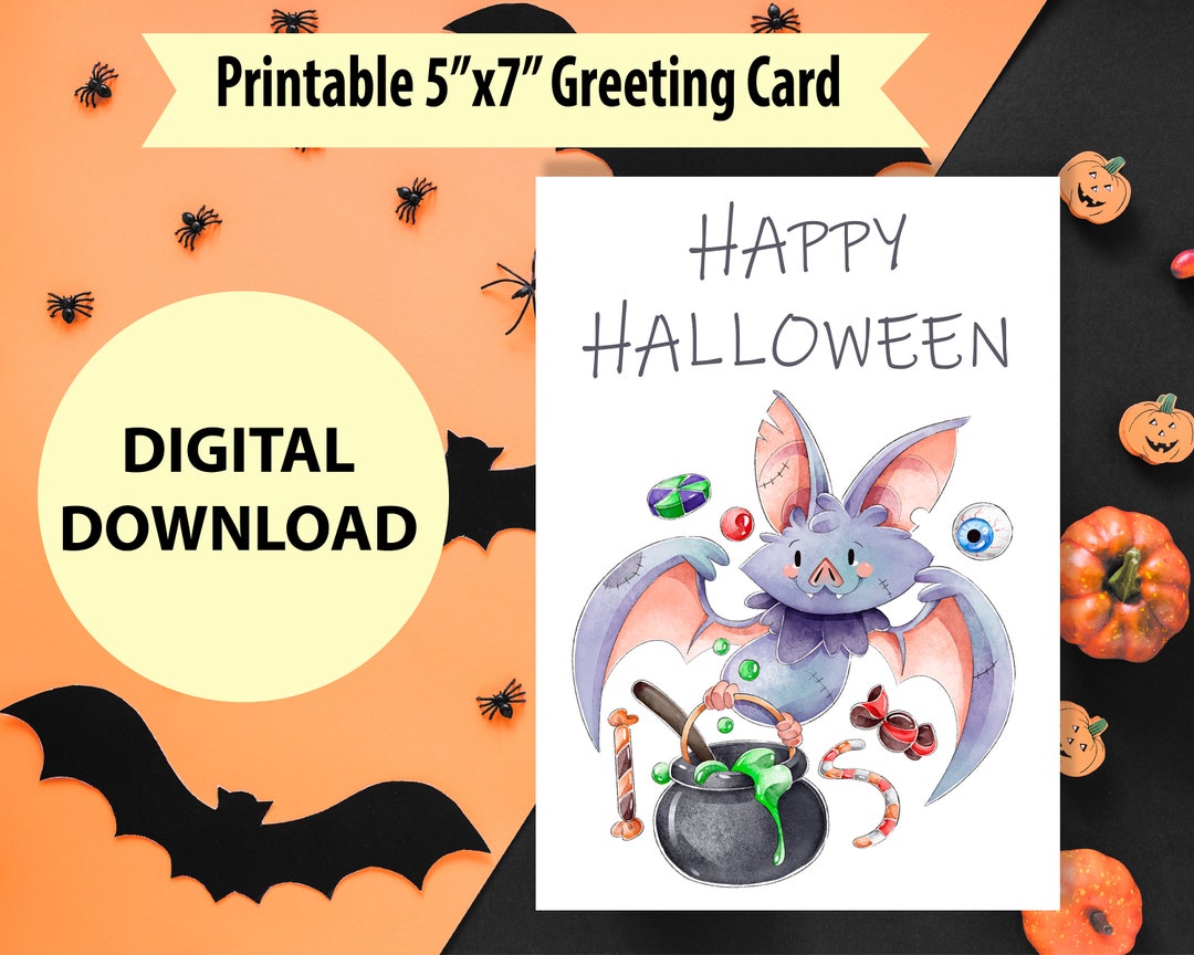 Printable Halloween Cards, Printable Happy Halloween Card, Happy ...