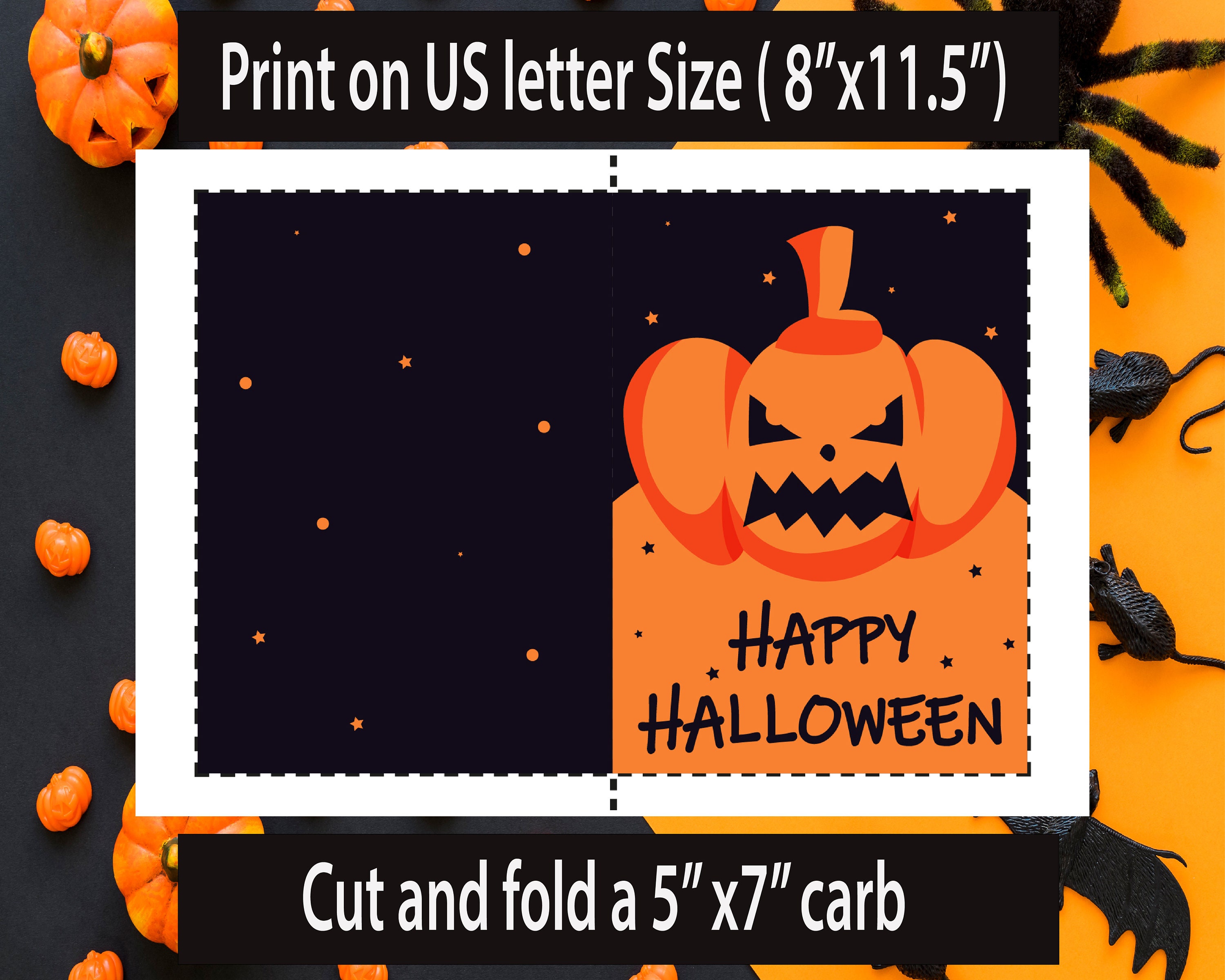 Printable Halloween Card, Halloween Card, Pumpkin Card, Printable ...
