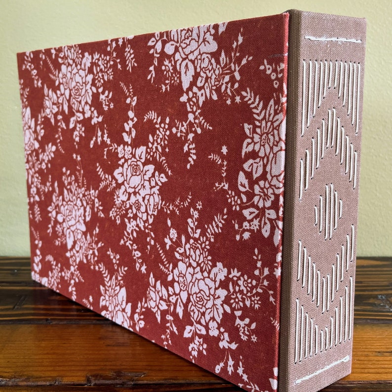 Red Floral Clothbound Photo Album/scrapbook With Brown Fabric Spine - Etsy