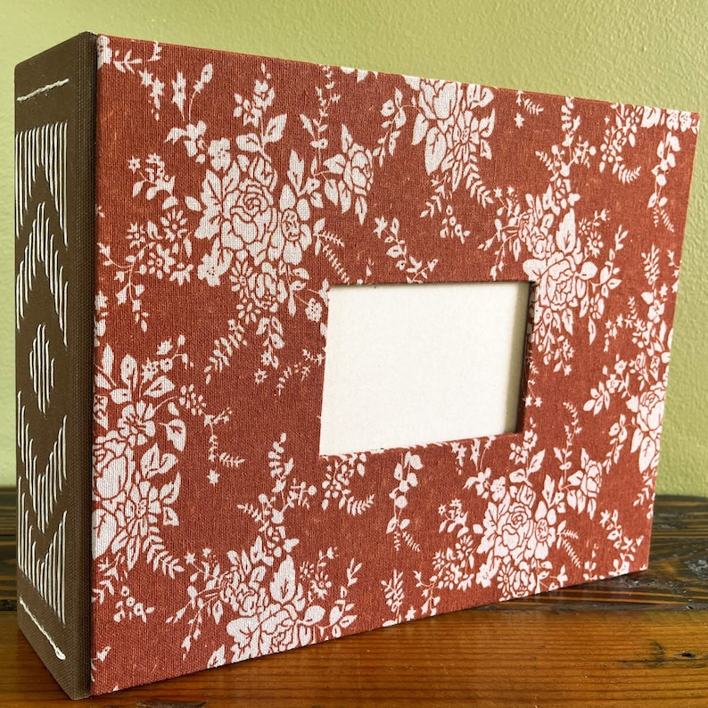 Red Floral Clothbound Photo Album/scrapbook With Brown Fabric Spine - Etsy