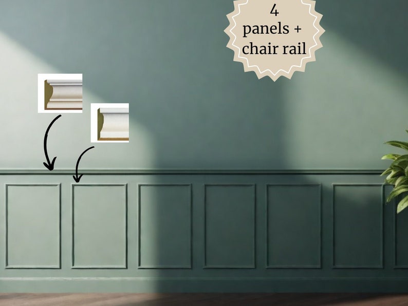Pre-primed Wainscoting Kit – Polyurethane Half Wall, 4 Panels & Chair ...