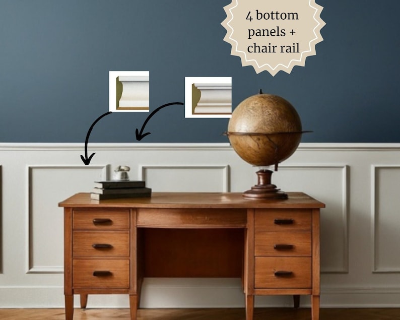 Pre-primed Wainscoting Kit – Polyurethane Half Wall, 4 Panels & Chair ...